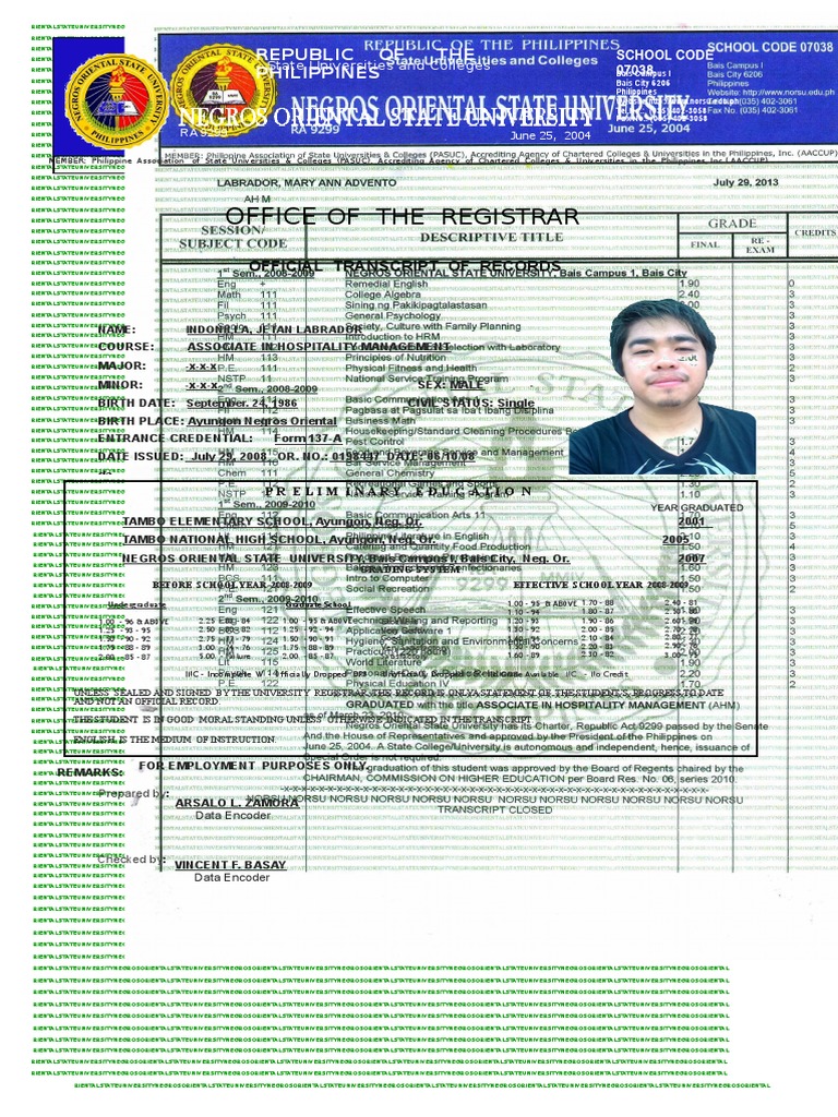 Tor Negros Oriental State University Nosu | PDF | Educational Stages ...