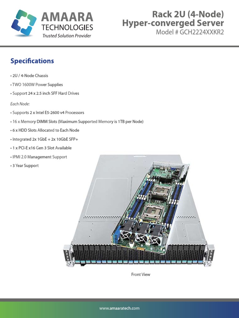 Rack 2U (4-Node) Hyper-Converged Server: Model # GCH2224XXKR2 | PDF