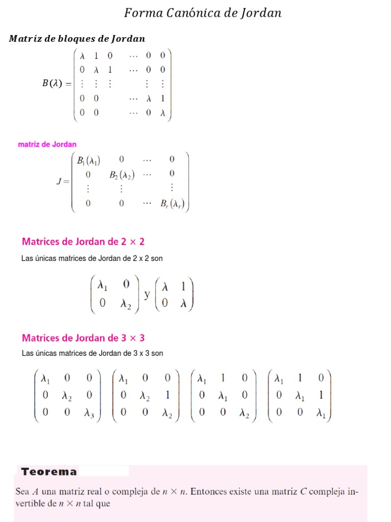 Matrices de Jordan | PDF | Matriz (Matemáticas) | Álgebra