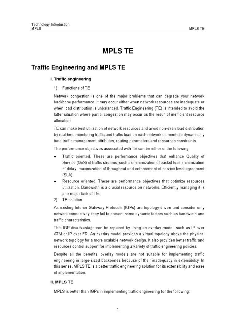 MPLS TE Introduction | PDF | Multiprotocol Label Switching | Networking