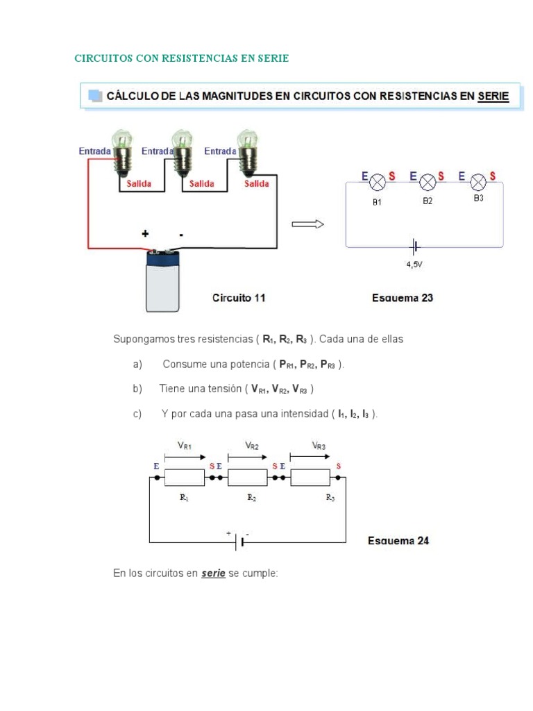 Ejercicios Circuitos Con Resistencias | PDF | Resistencia Eléctrica y Conductancia | Corriente ...