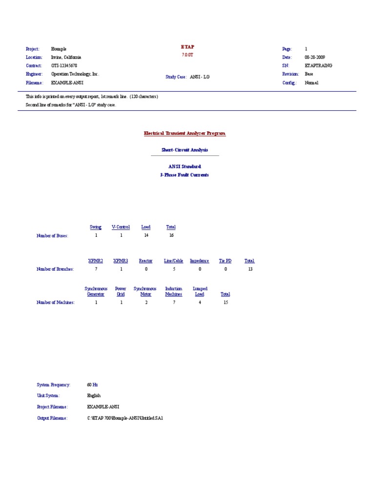 ANSI LG Short-Circuit Analysis Report | PDF | Transformer | Electrical Grid