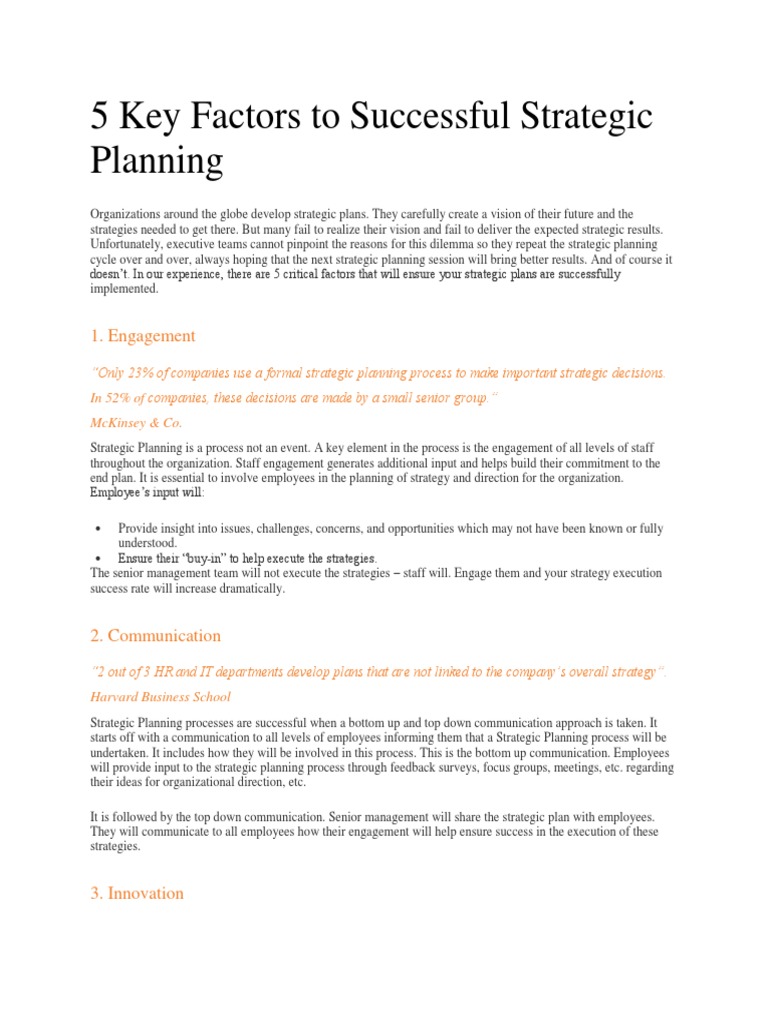 5 Key Factors To Successful Strategic Planning | PDF | Strategic ...