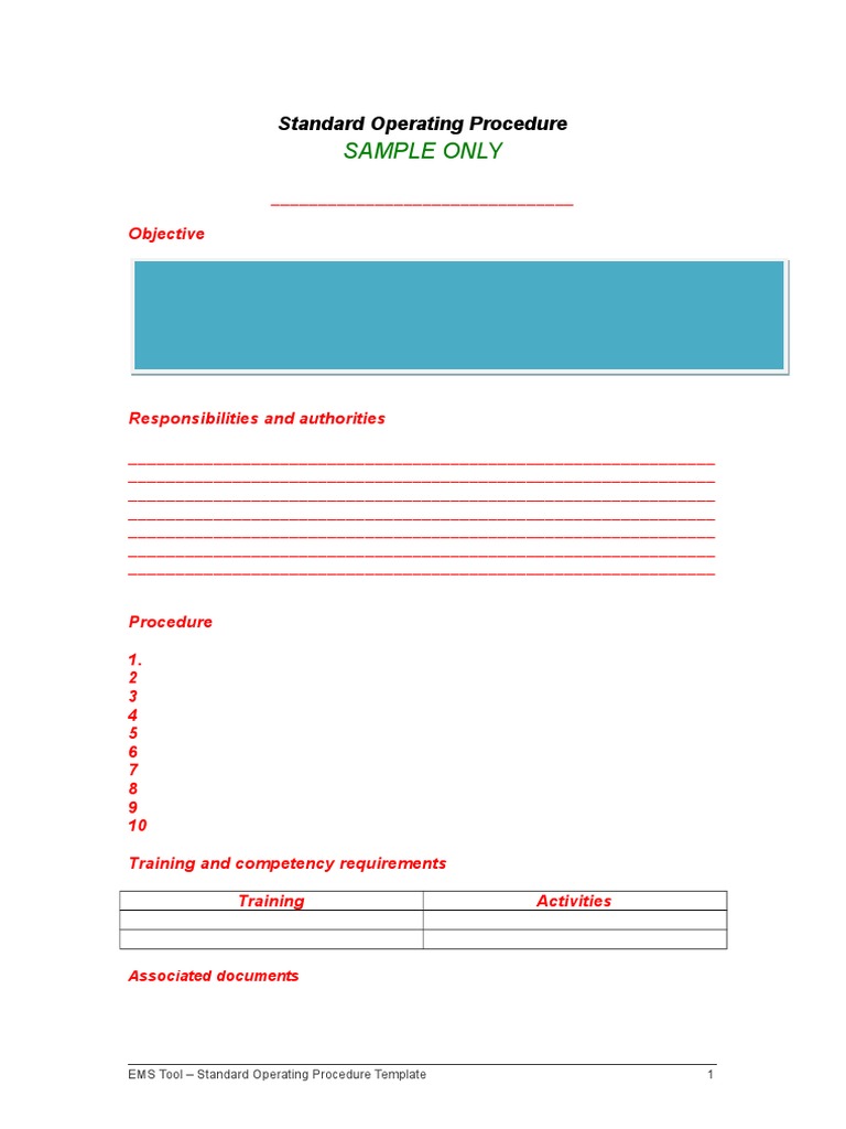 Sample Only: Standard Operating Procedure | PDF | Business