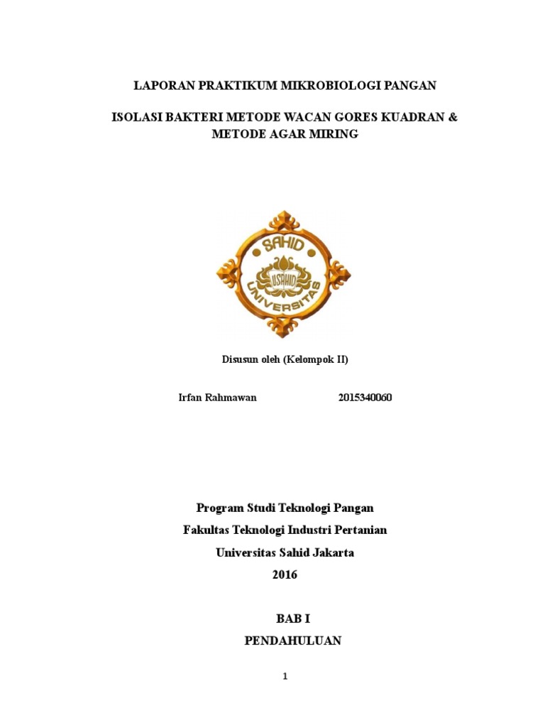 Metode Cawan Kuadran & Metode Agar Miring | PDF