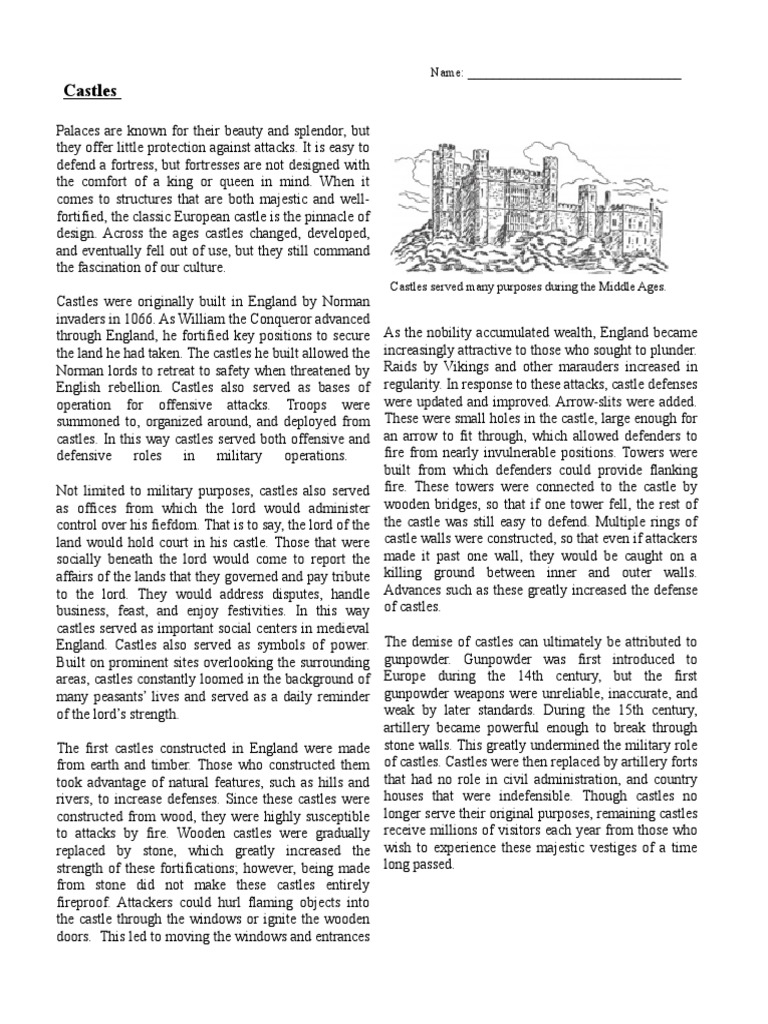 Final Worksheet | PDF | Castle | Johannes Gutenberg