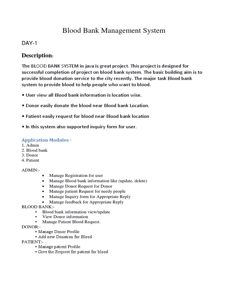 Blood Bank Management System | PDF | Blood Donation | Databases