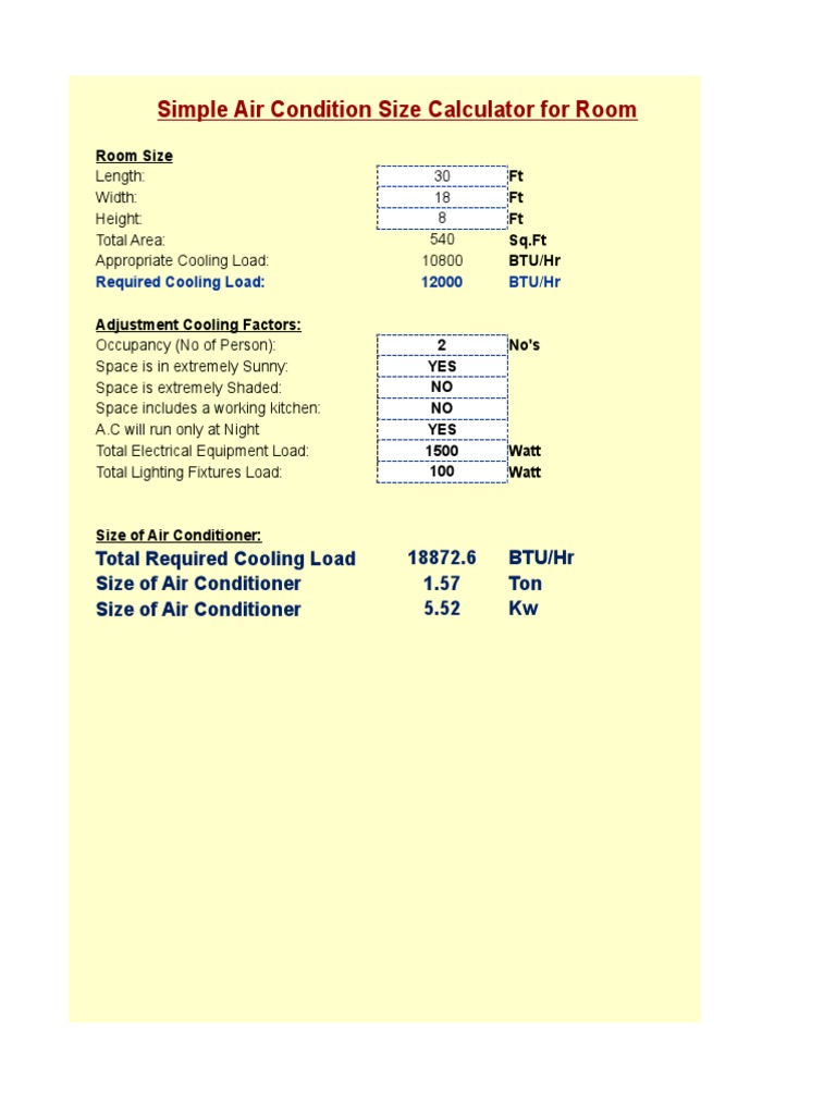 Air Condition Size Calculator | PDF | Air Conditioning | Architectural ...