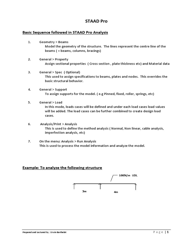 STAAD Pro Tutorial - Lesson 01 - STAAD Pro Basics | PDF | Beam (Structure) | Bending