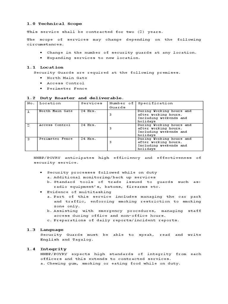 Technical Scope | PDF | Security Guard | Government