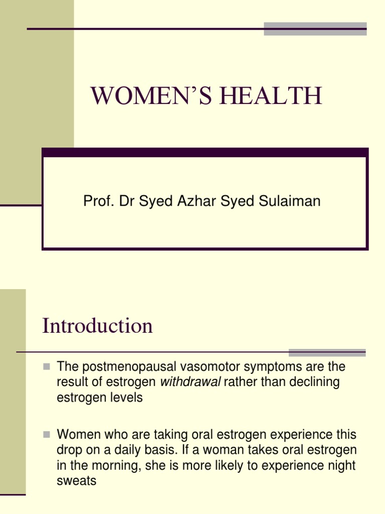 Women'S Health: Prof. DR Syed Azhar Syed Sulaiman | PDF | Hormone ...