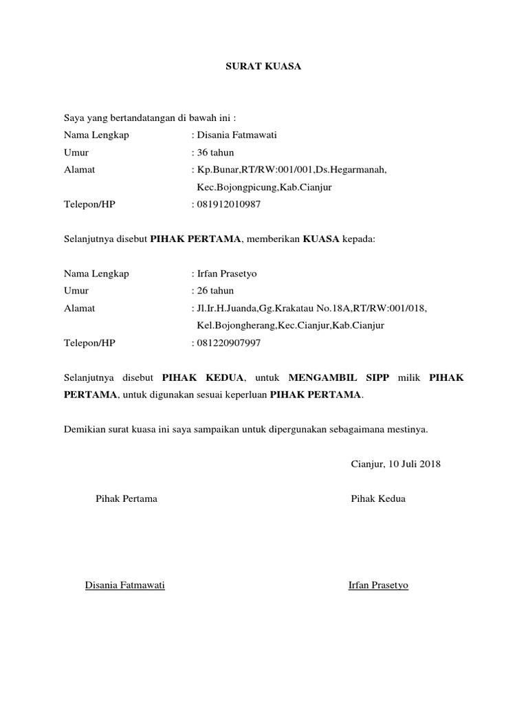 Surat Kuasa Sipp | PDF