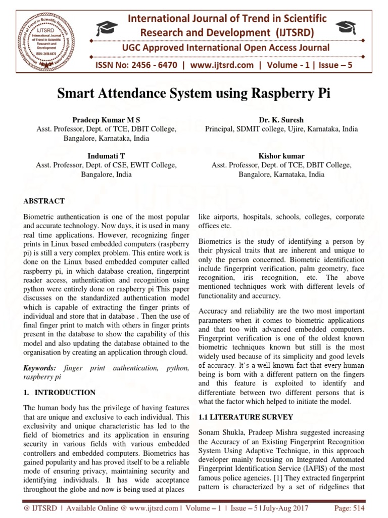 Smart Attendance System Using Raspberry Pi | PDF | Graphical User Interfaces | Fingerprint