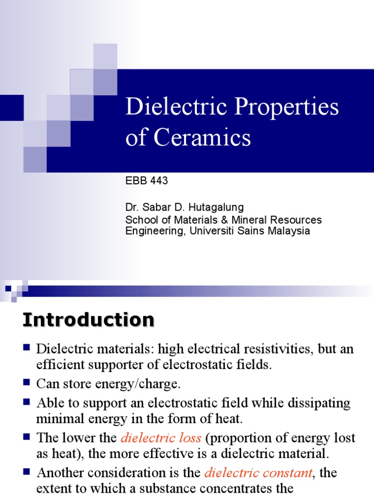 Chapter 3-Dielectric Properties | PDF | Applied And Interdisciplinary ...