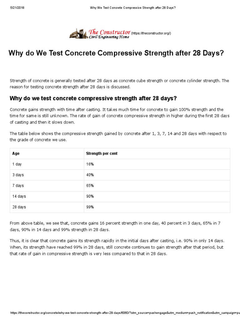 Importance of 28-Day Concrete Strength | PDF | Concrete | Engineering