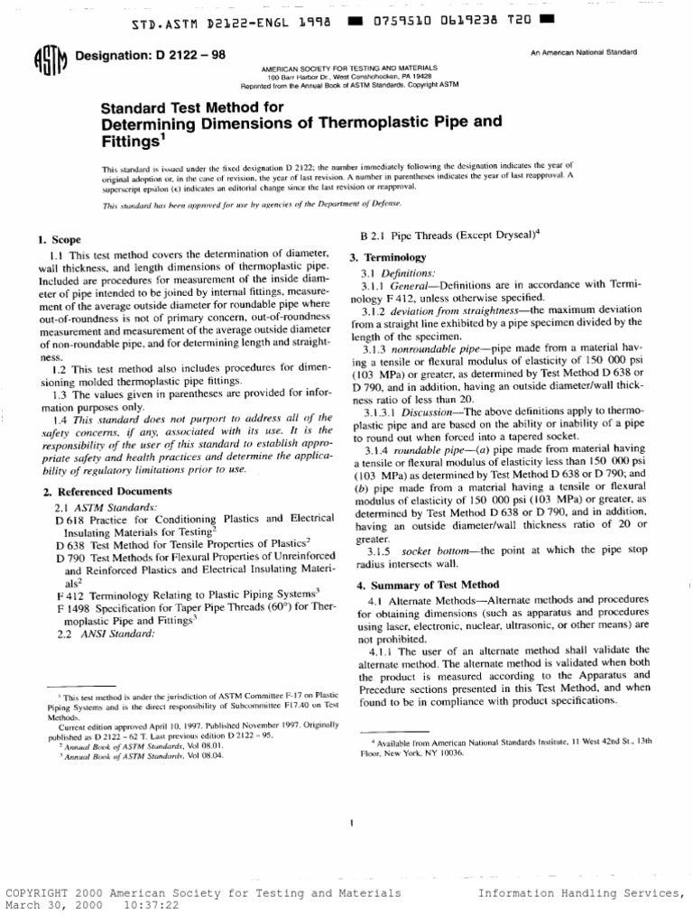 ASTM D2122 Fixture Overview | PDF