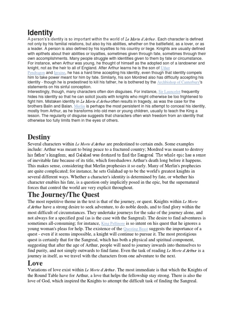 THemes in The Day of Destiny | PDF | Le Morte D'arthur | Quest