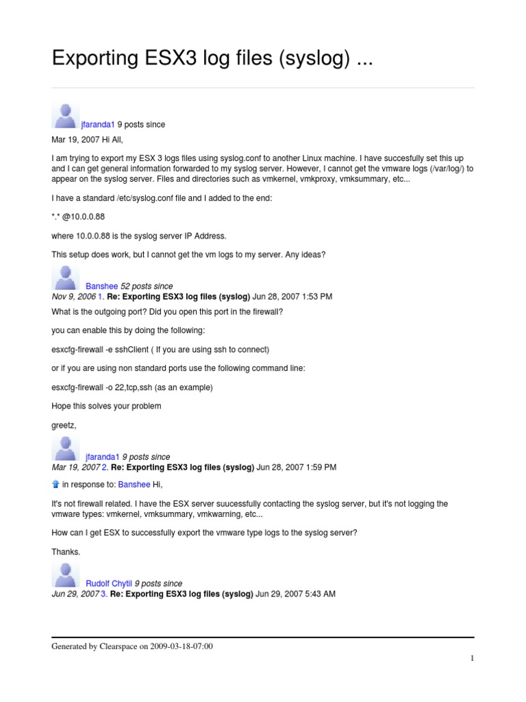 Export ESX Log Files | PDF | Network Protocols | Computer Networking