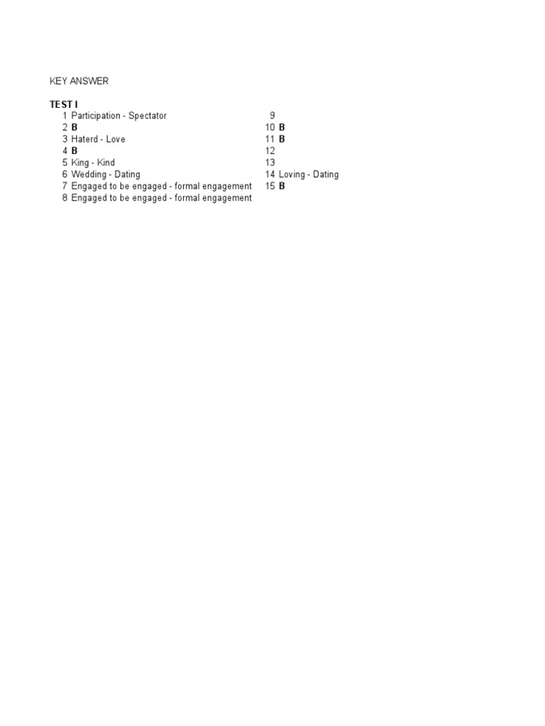 Test Answers and Relationships Guide | PDF