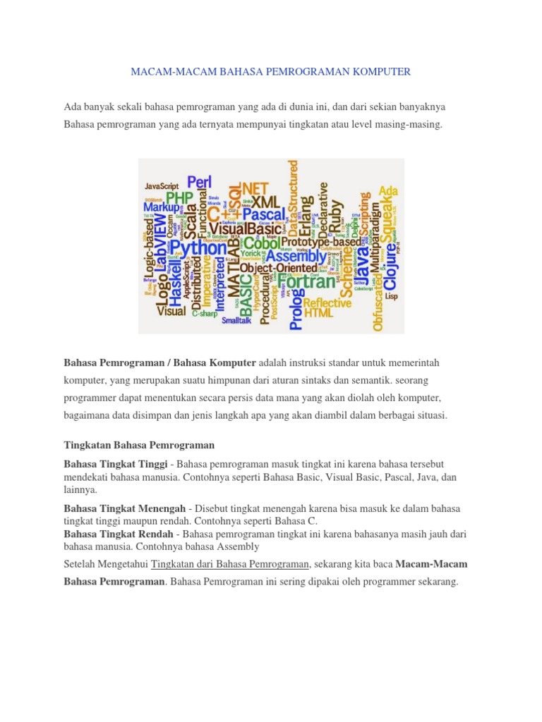Macam-Macam Bahasa Pemrograman | PDF