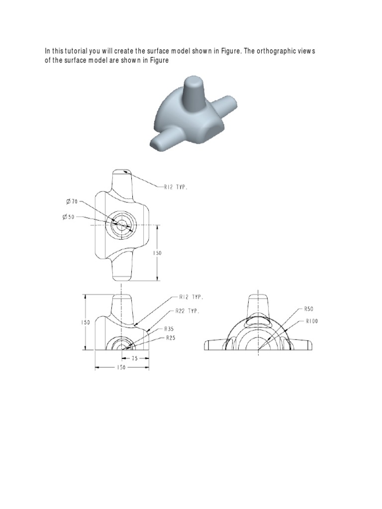 In This Tutorial You Will Create The Surface Model Shown in Figure. The ...