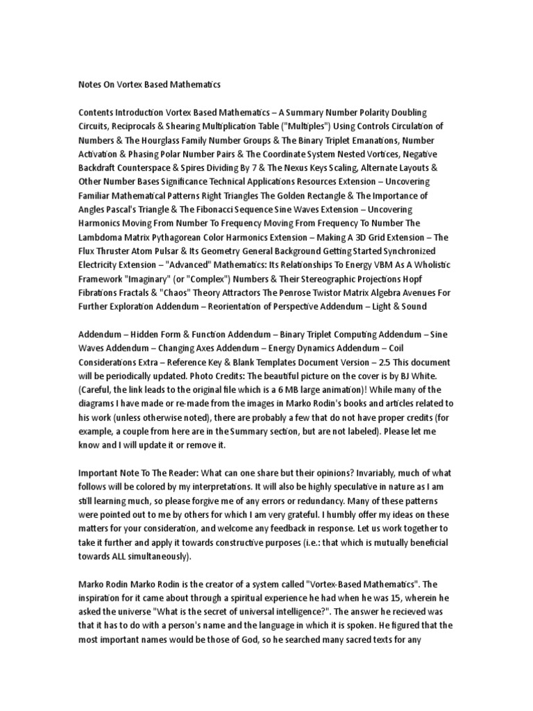 Notes On Vortex Based Mathematics - C | PDF | Cartesian Coordinate ...