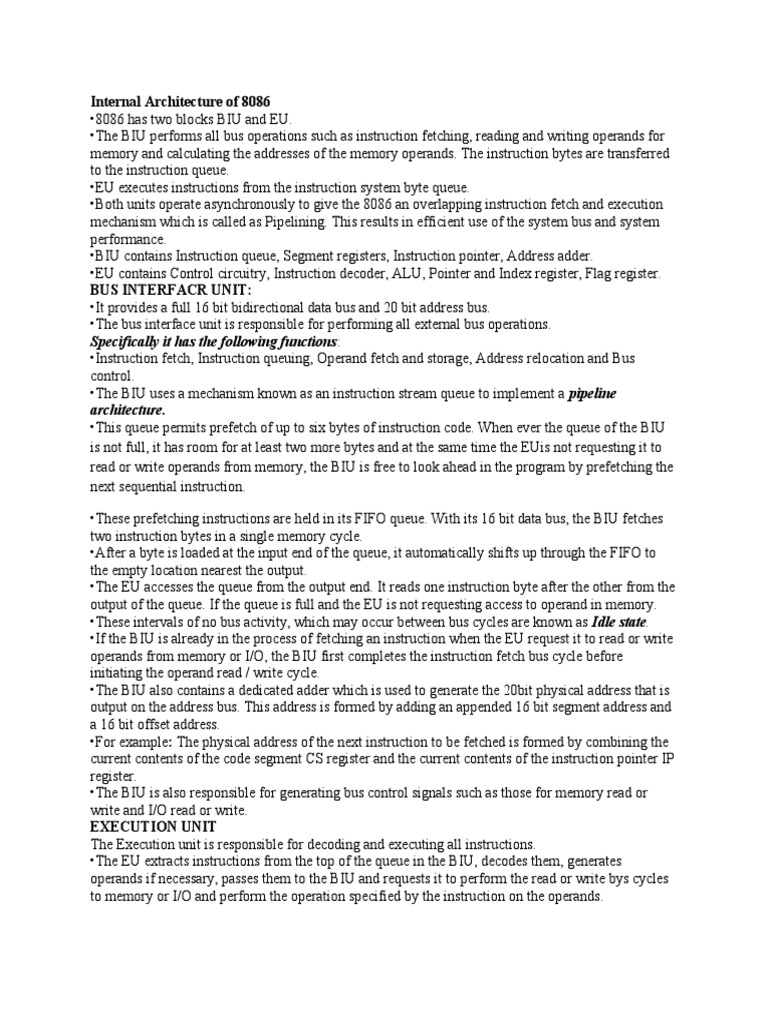 Internal Architecture of 8086 | PDF | Central Processing Unit | Input/Output