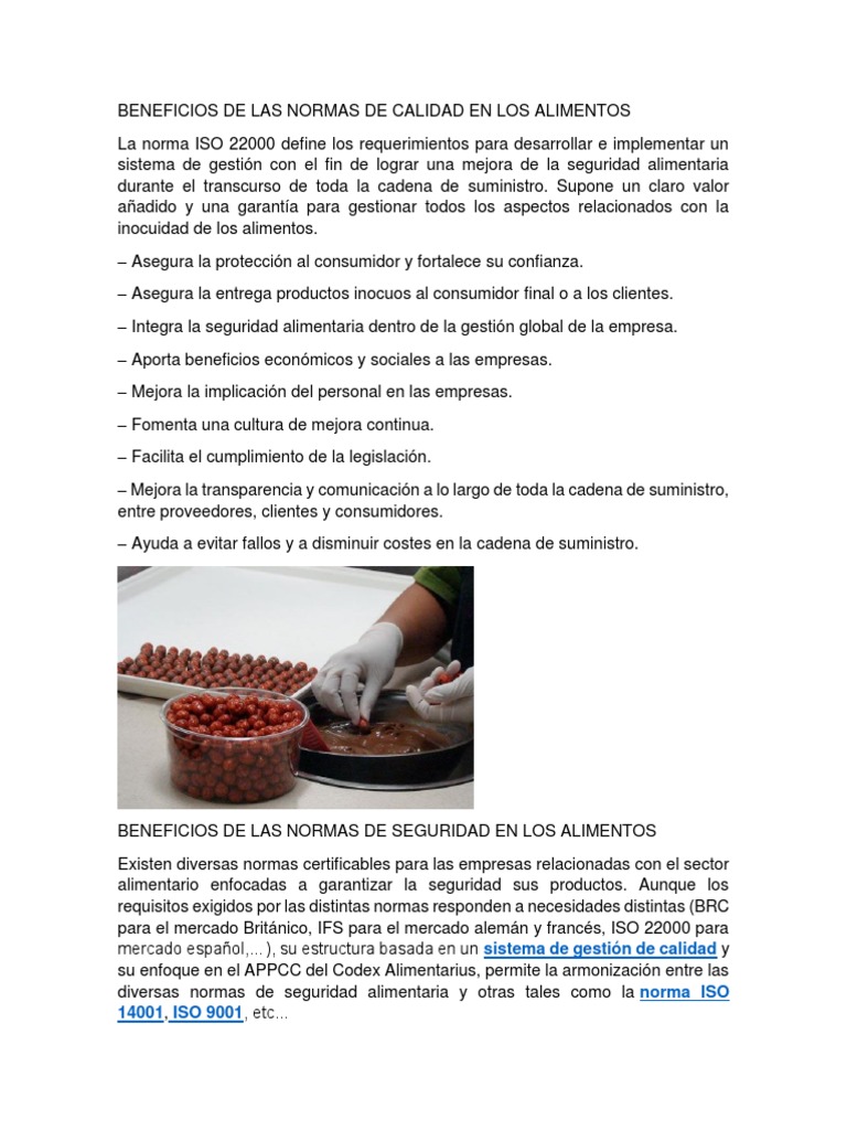 Las normas de seguridad alimentaria garantizan la inocuidad de los alimentos y fortalecen la ...