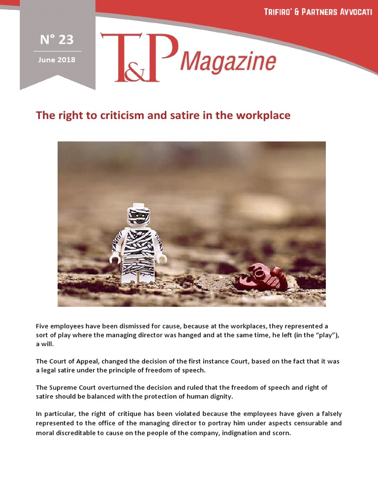 The Right To Criticism and Satire in The Workplace: June 2018 | PDF ...