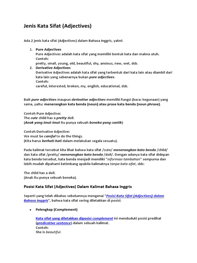 Jenis Kata Sifat | PDF