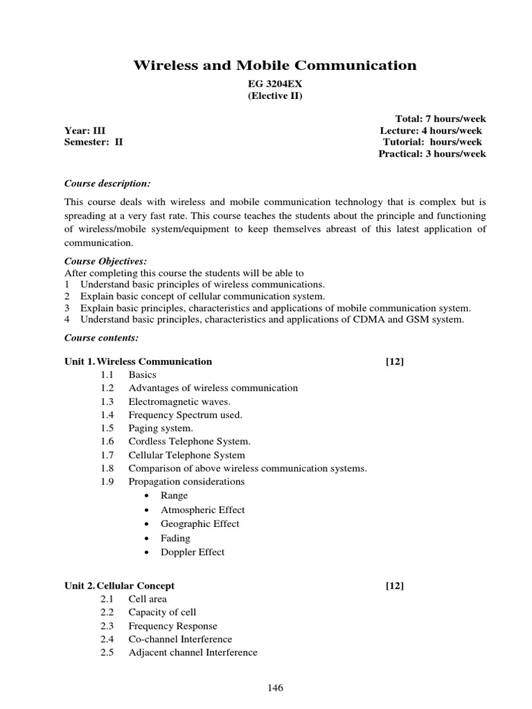 Wireless and Mobile Communication Syllabus | PDF | Cellular Network ...