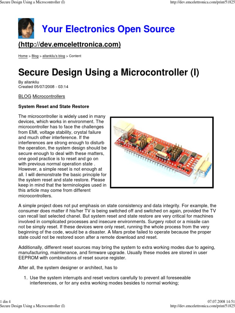 Secure Design Using A Microcontroller (I) | PDF | Booting | Computer ...