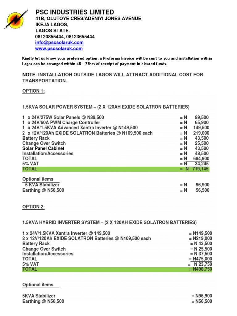 1.5kva Solar Power-Hybrid Inverter System Indicative Quote | PDF ...