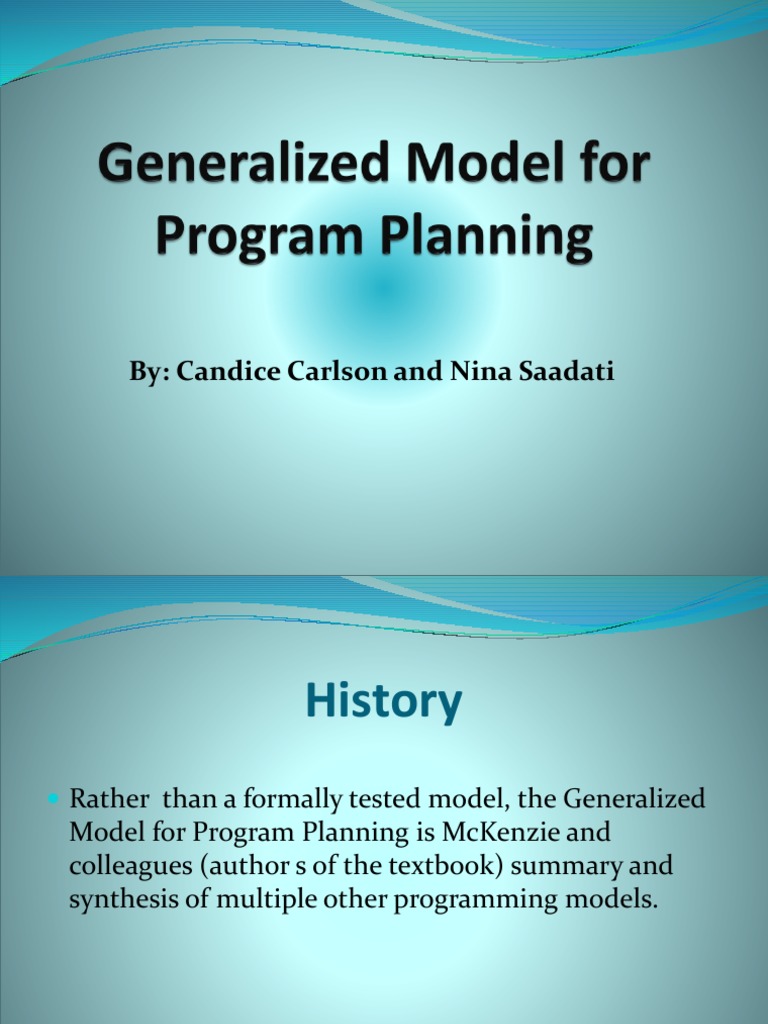 An Example of Applying the Generalized Model for Program Planning to ...