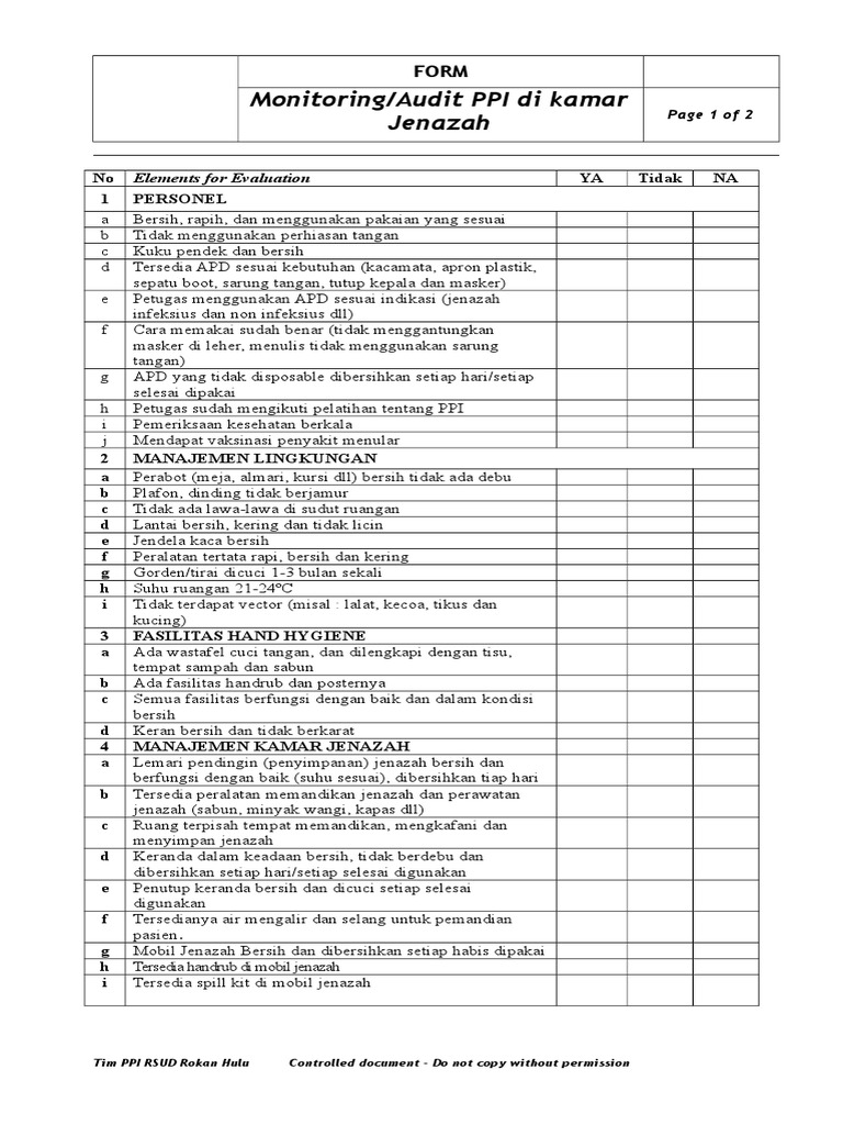Daftar Isi Kamar Jenazah | PDF