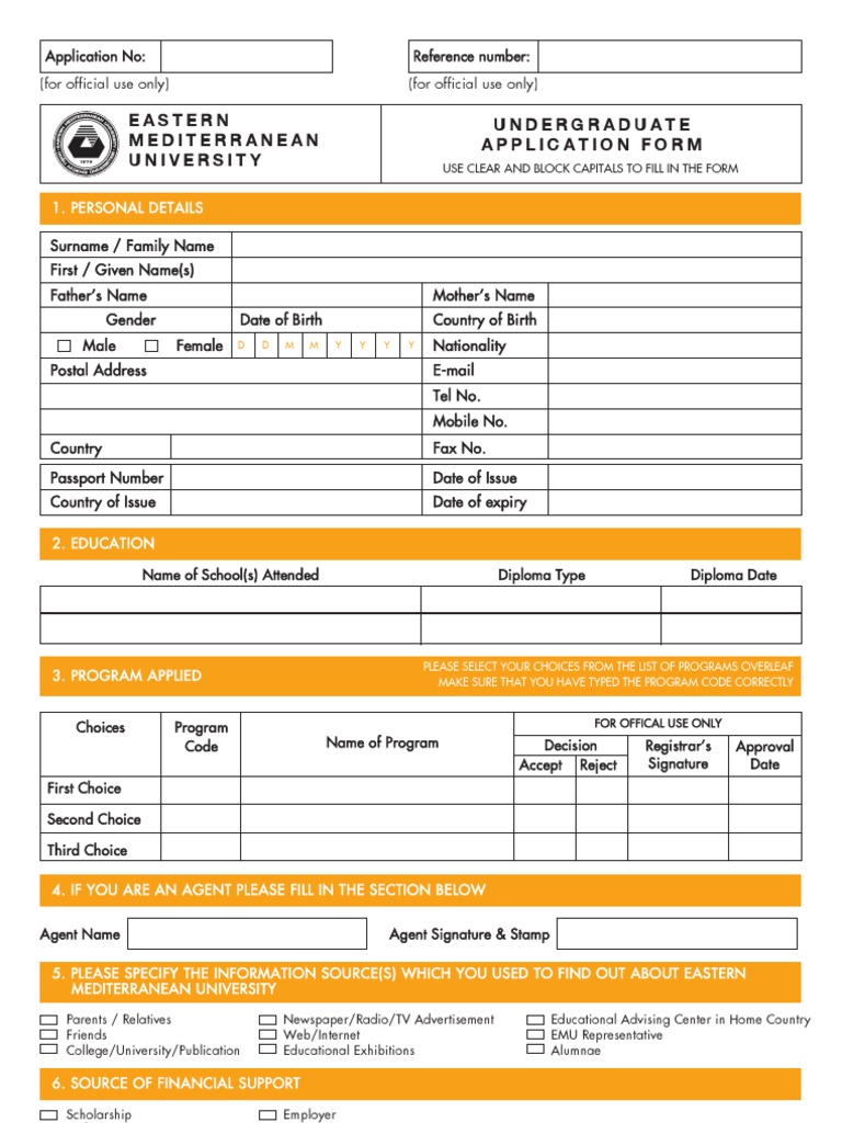 Undergraduate Application Form 2010 | PDF
