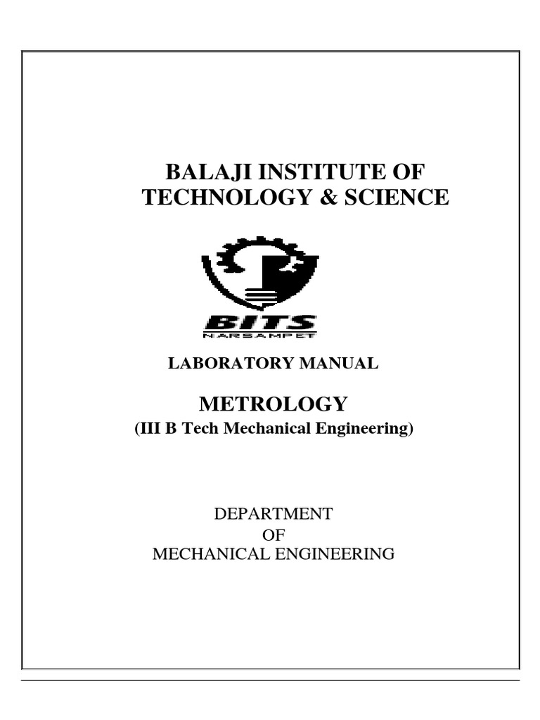 Metrology-Lab-Manual 3 Year 1sem | PDF | Surface Roughness | Gear