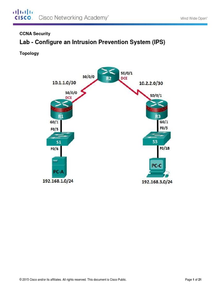 5.4.1.1 Lab - Configure An Intrusion Prevention System (IPS) PDF | PDF ...