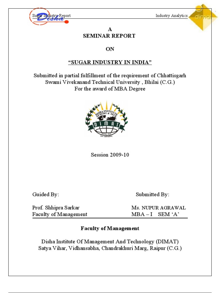 Sugar Industry Report | PDF | Sugar | Diet & Nutrition