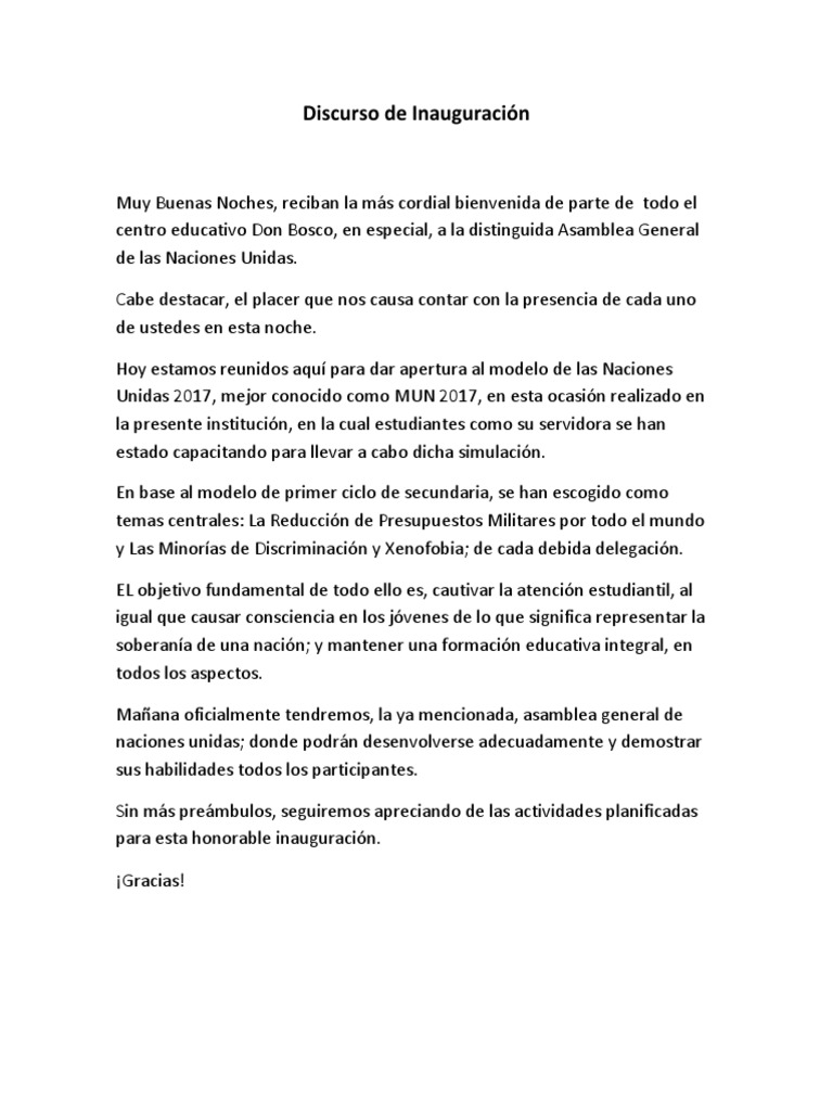 Discurso de Inauguración | PDF