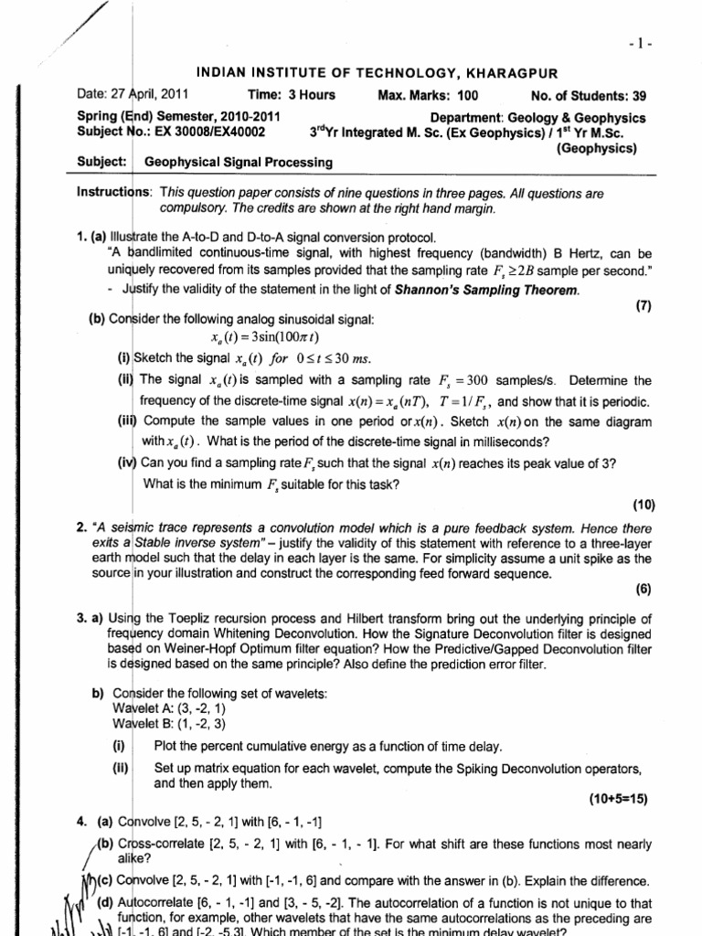 Geophysical Signal Processing | PDF