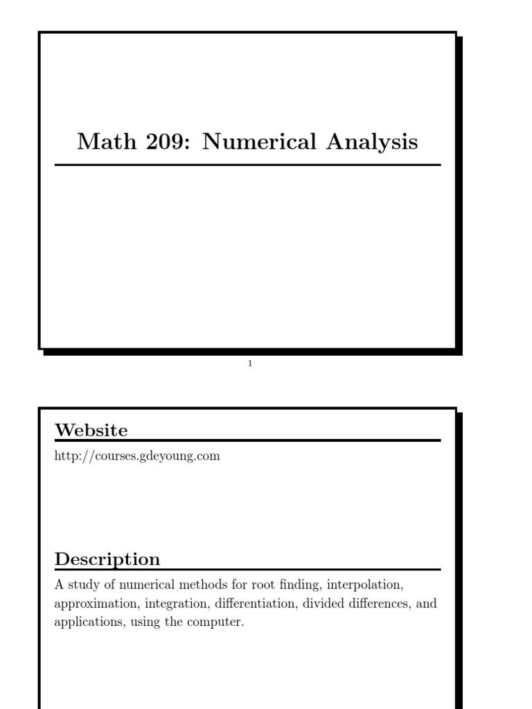 Math 209: Numerical Analysis | PDF | Matrix (Mathematics) | Numerical ...