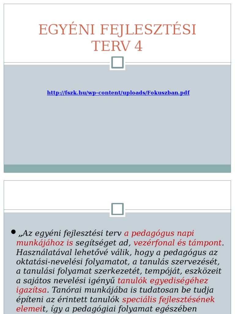 Egyéni fejlesztési terv