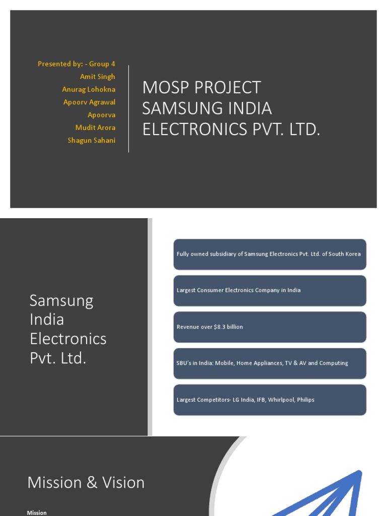 Mosp Project Samsung India Electronics Pvt. LTD | PDF | Brand | Competition