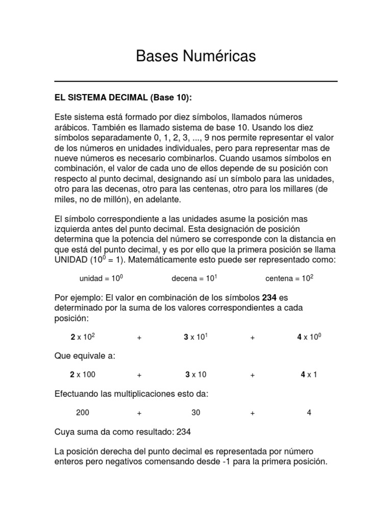 Bases Numéricas | PDF | Decimal | Poco