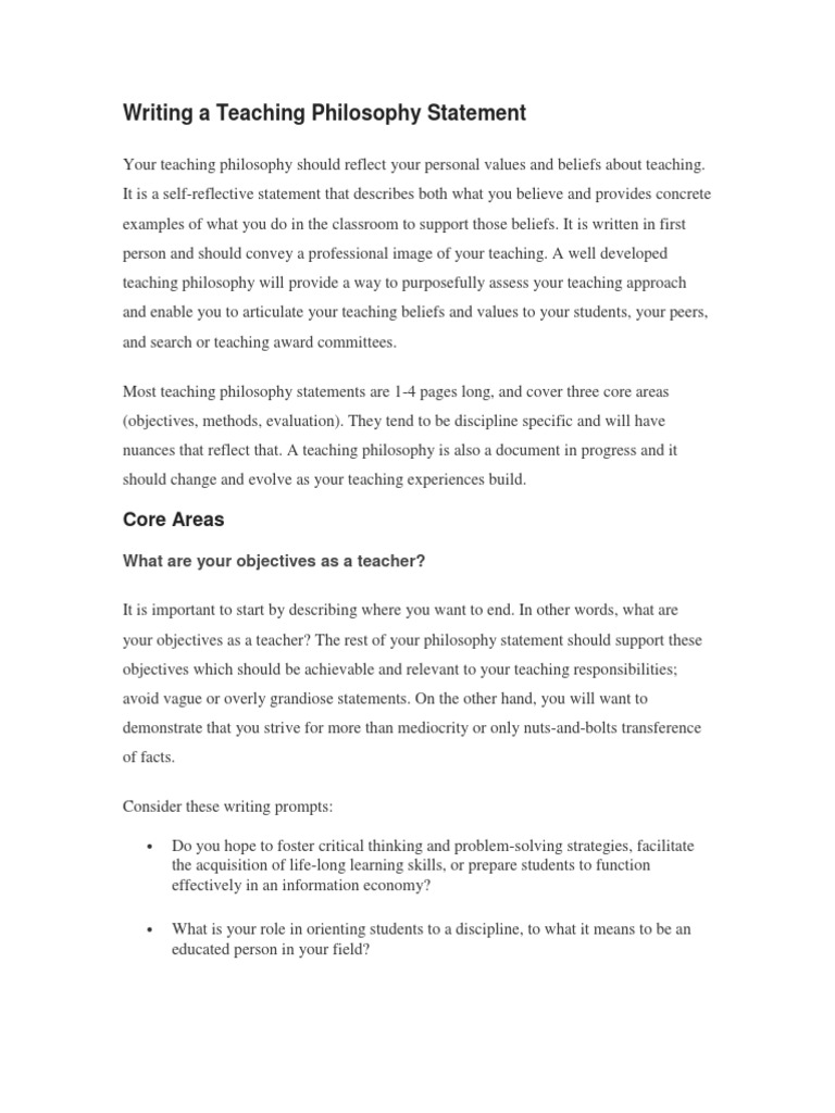 Writing A Teaching Philosophy Statement | PDF | Teachers | Curriculum