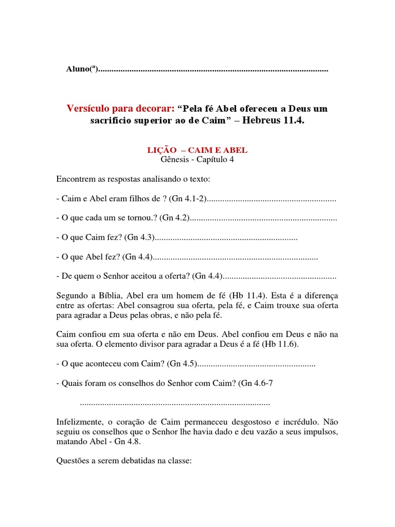 Caim e Abel | PDF | Caim e Abel | Cristianismo