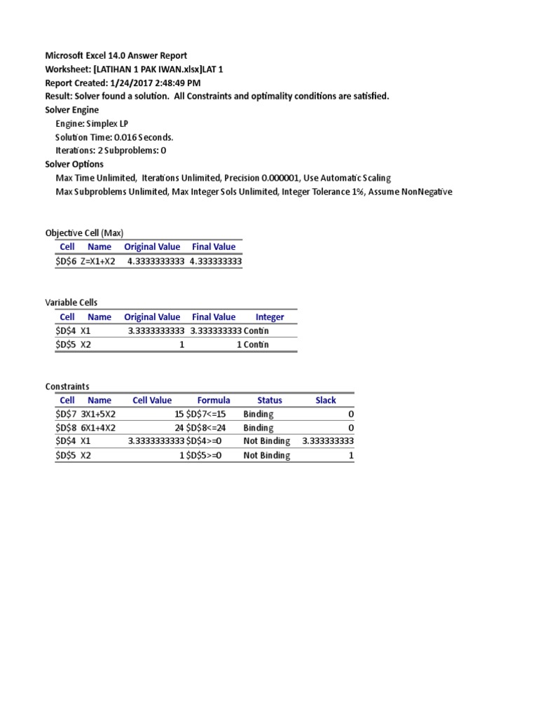 Latihan Optimasi Solver | PDF | Systems Analysis | Applied Mathematics