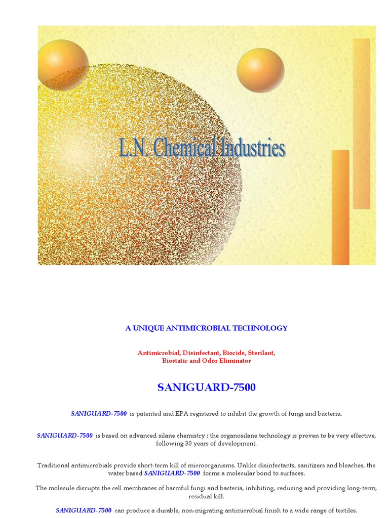 Saniguard 7500 | PDF | Antimicrobial | Disinfectant