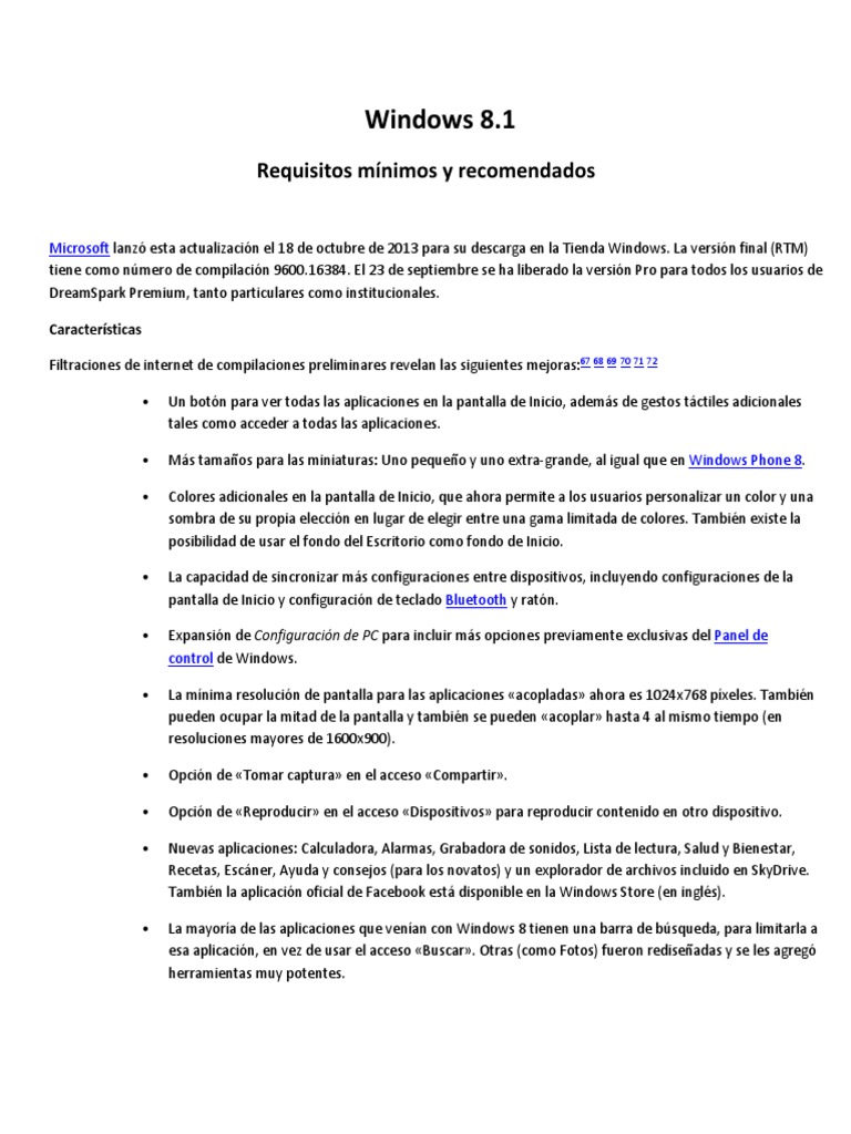Windows 8.1 Requisitos Mínimos y Recomendados | Windows 8.1 | Windows 8 ...